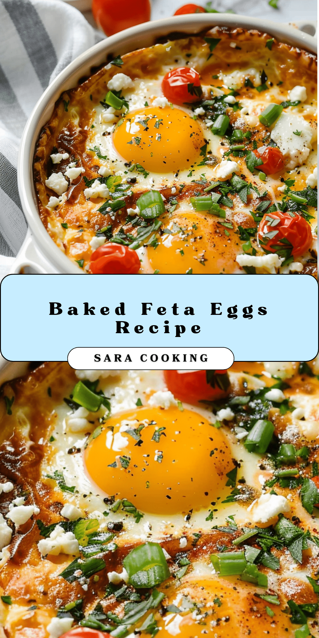 Baked Feta Eggs Recipe | Sara Cooking