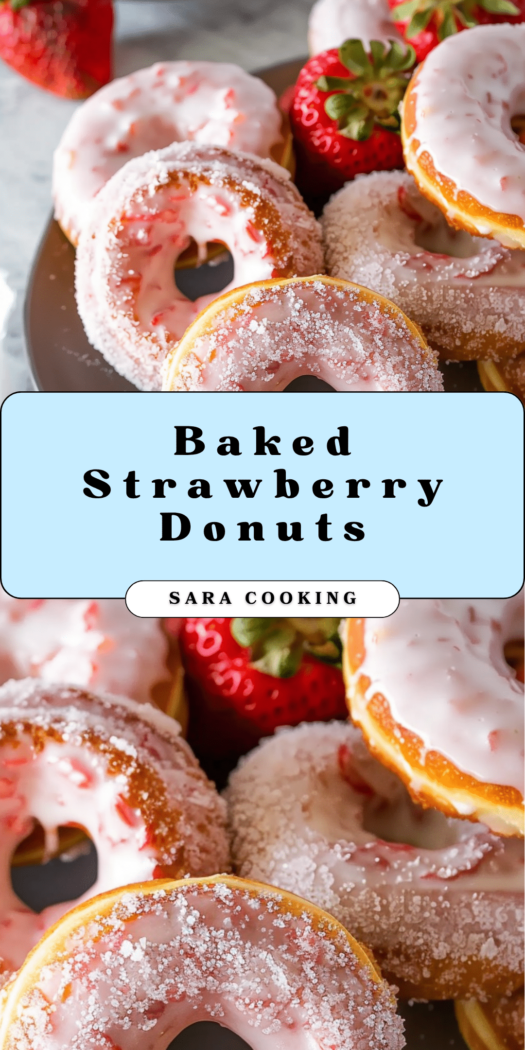 Baked Strawberry Donuts | Sara Cooking