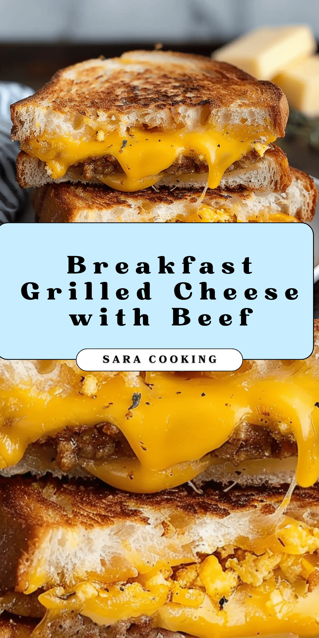 Breakfast Grilled Cheese with Beef | Sara Cooking
