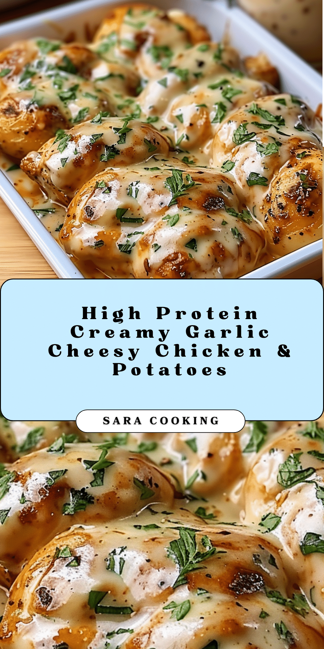 High Protein Creamy Garlic Cheesy Chicken & Potatoes | Sara Cooking