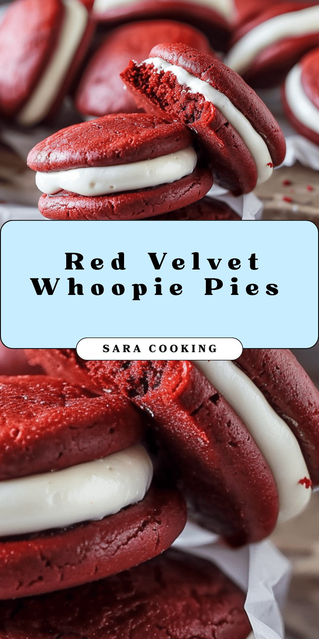 Red Velvet Whoopie Pies with Cream Cheese Filling | Sara Cooking
