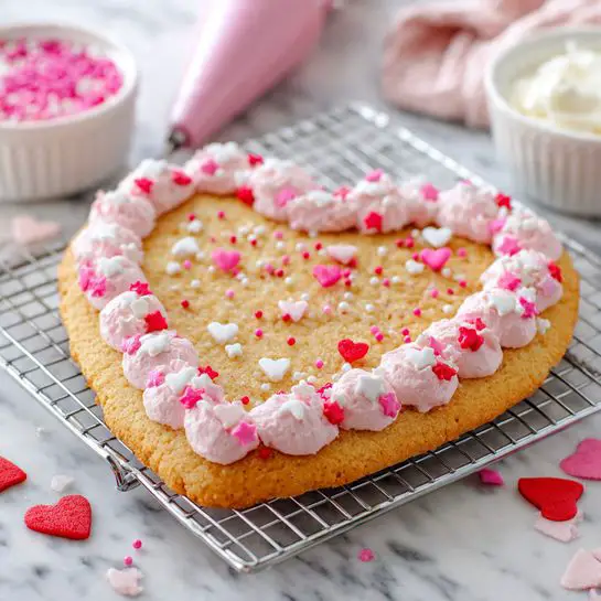 Shaped Valentine Cookie Cake with Chocolate Chips & Sprinkles